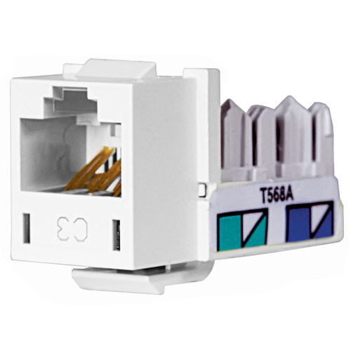 Jack, CAT 3, White, Xcelerator - CableLAN