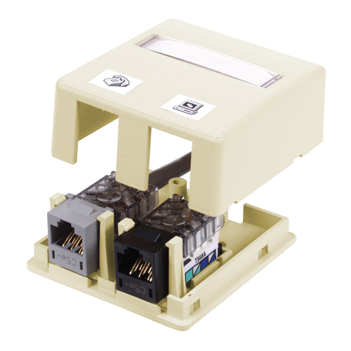 Surface Mount Box, 2 Port, Electric Ivory - CableLAN