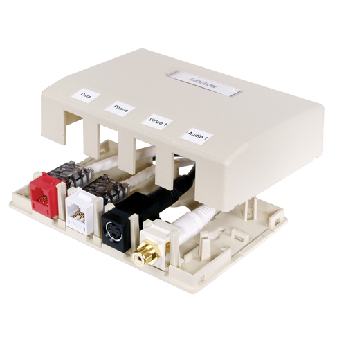 Surface Mount Box, 4 Port, Office White - CableLAN