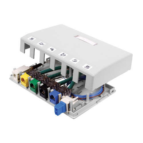 Surface Mount Box, 6 Port, White - CableLAN