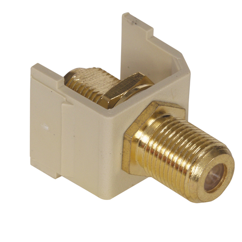 Feed Through, F Connector, Snap In, Electric Ivory - CableLAN