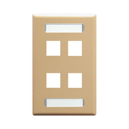 Faceplate, 4 Port, Ivory, Station ID - CableLAN