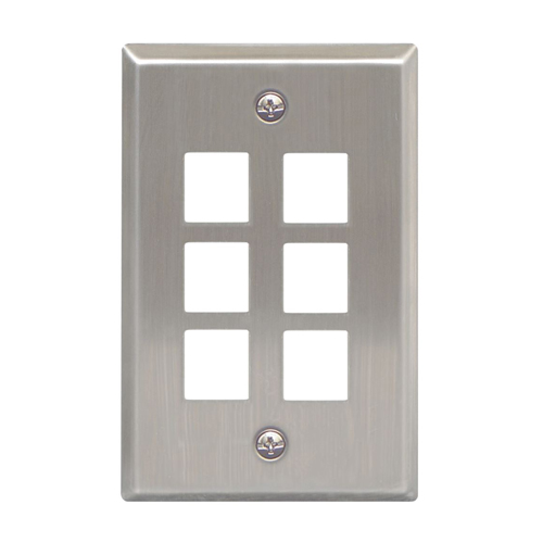 Faceplate, Stainless Steel 6 port - CableLAN