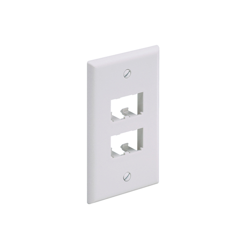 Faceplate, 4 port, White, Mini-Com, Classic Series - CableLAN