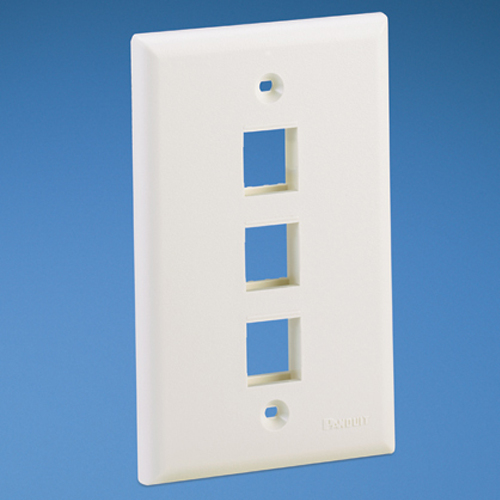 Faceplate, 3 Port, White, 1 gang, no labels - CableLAN