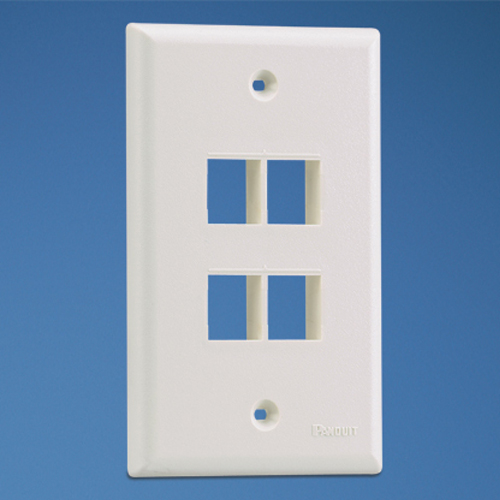 Faceplate, 4 Port, Gray, 1 gang, no labels - CableLAN