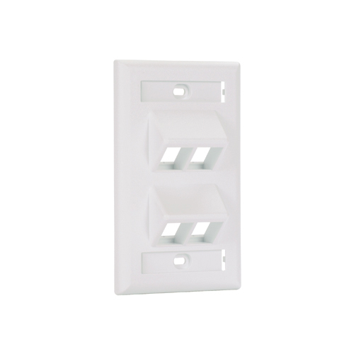 Faceplate, 4 Port Sloped, Gray, with labels - CableLAN