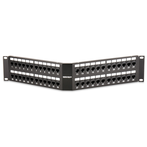 Patch Panel, CAT 6A, 48 Port, Angled - CableLAN