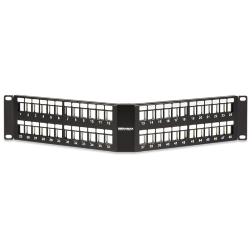 Patch Panel, Unloaded, 48 Port, Angled High Density Multi Media, 3.5 ...