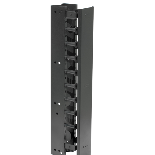 Wire Manager, Vertical, 7 Feet High x 6" Wide, Black - CableLAN
